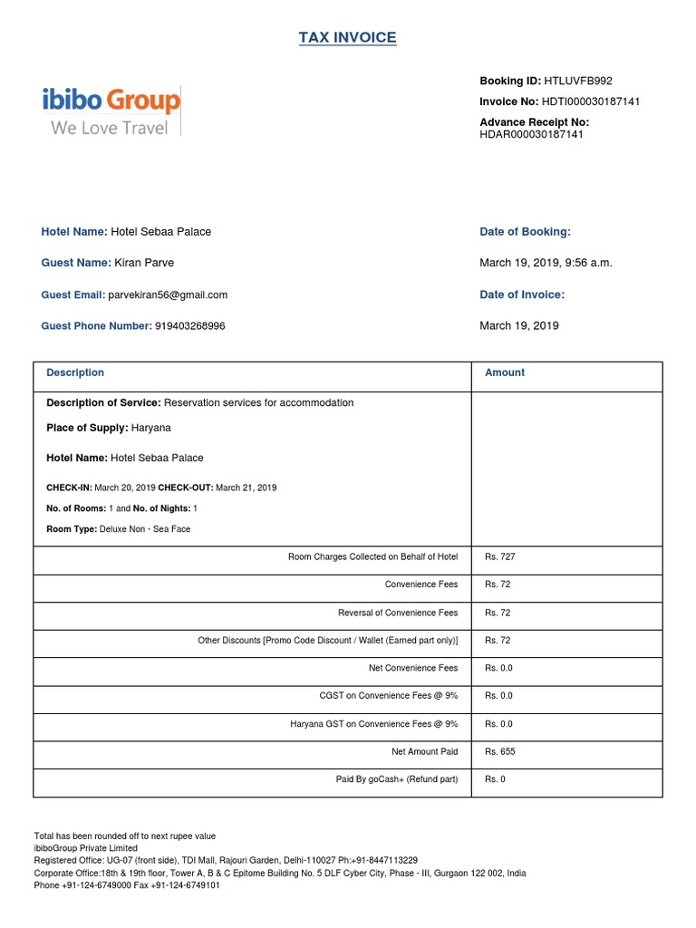 Pune Hotel PDF | PDF | Invoice | Taxation