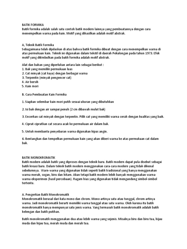 Proses Pembuatan Batik Formika | PDF | Gaya Hidup