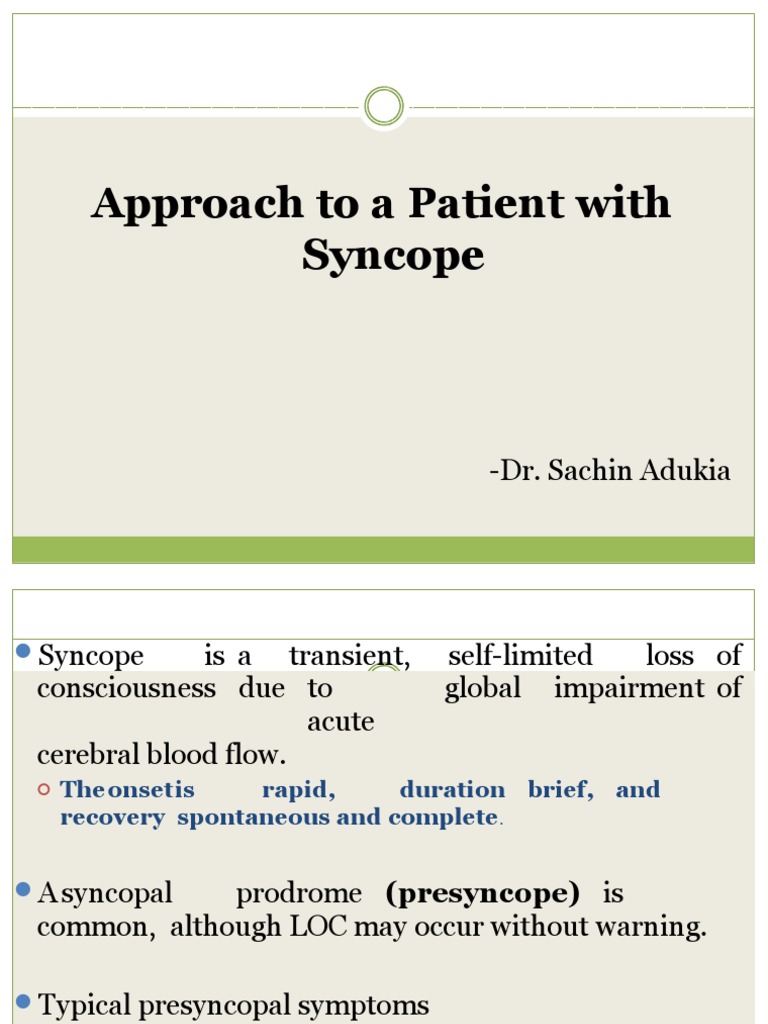 Syncope: Diagnosis & Management | PDF | Medical Specialties | Clinical ...