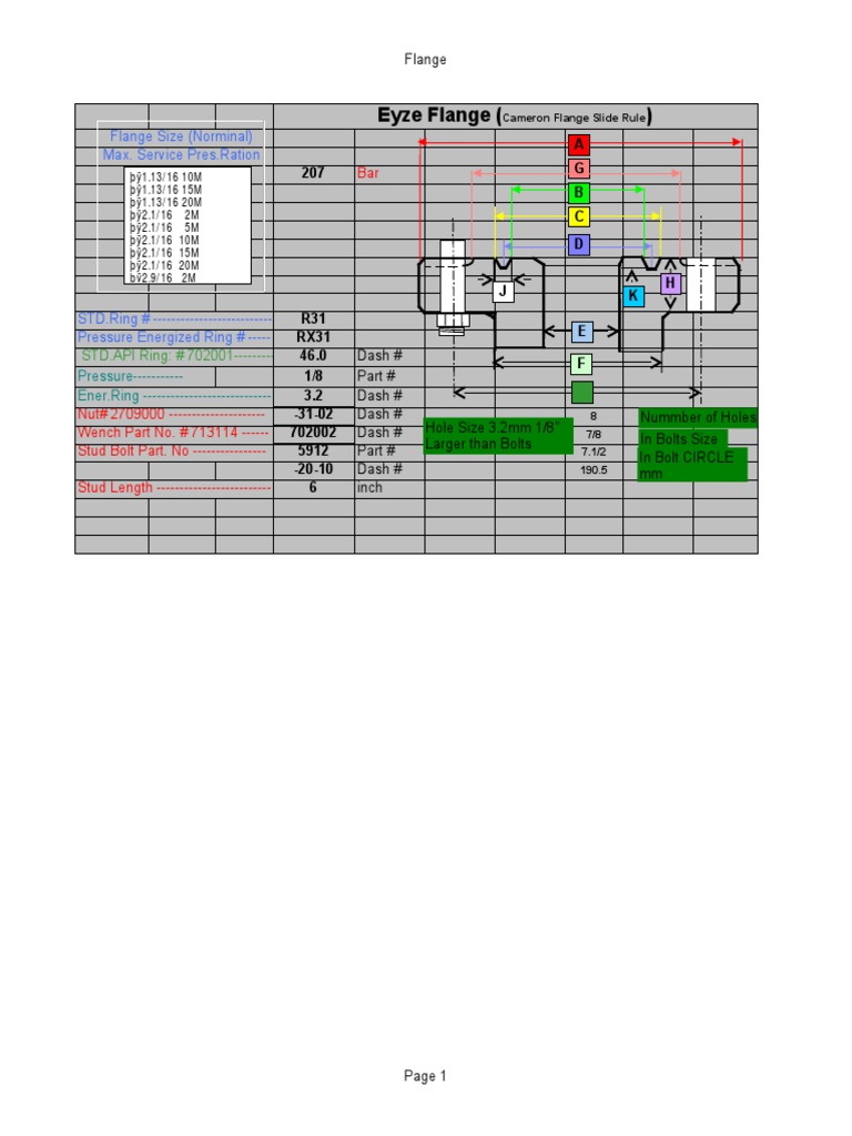 Cameron - Flange Slide Rule | PDF | Gas Technologies | Plumbing