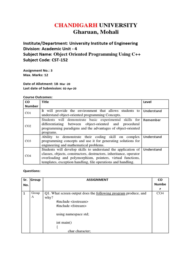 Chandigarh: University Gharuan, Mohali | PDF | Object Oriented Programming | Celsius