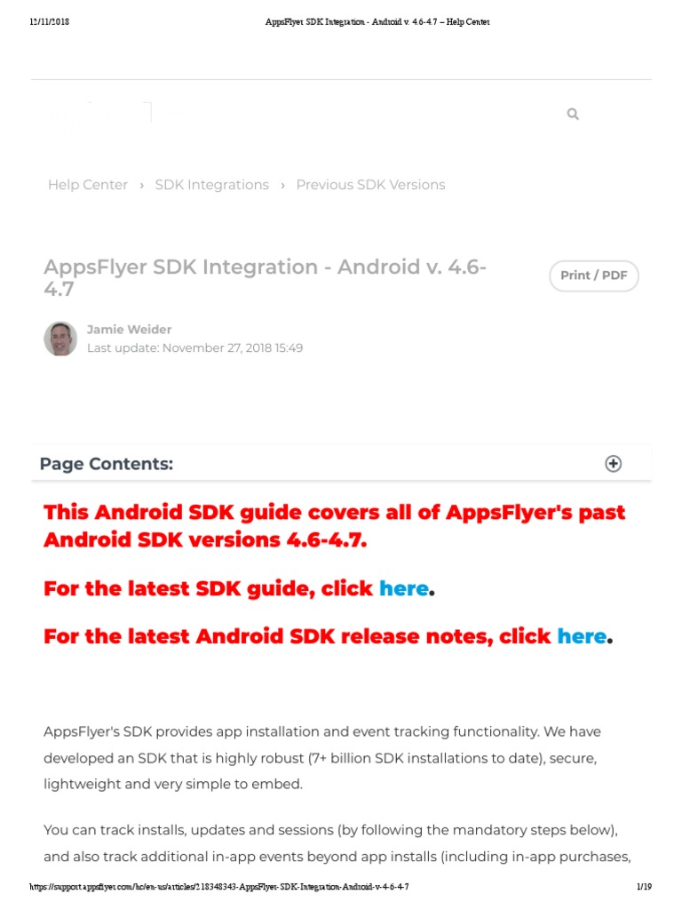 AppsFlyer SDK Integration - Android V.4.6.0 | PDF | Software Development Kit | Android ...