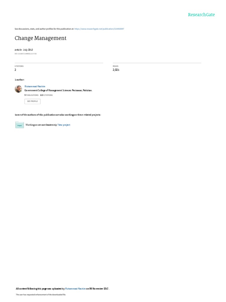 Change Management PDF | PDF | Change Management | Organization Development