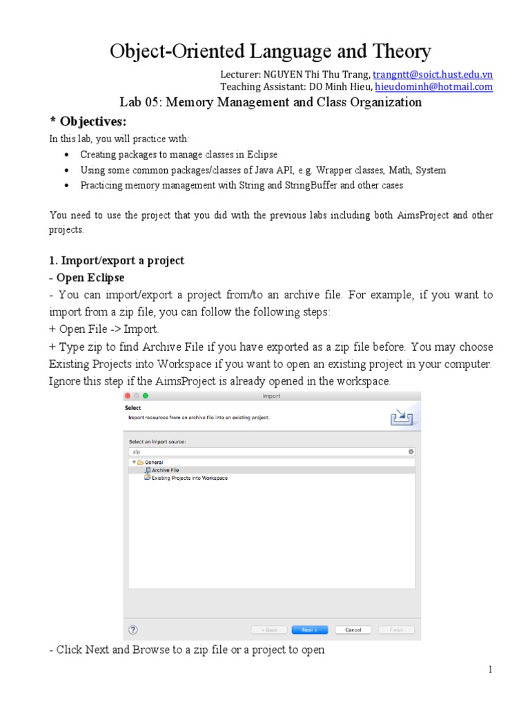 Object-Oriented Language and Theory: Lab 05: Memory Management and Class Organization | PDF ...