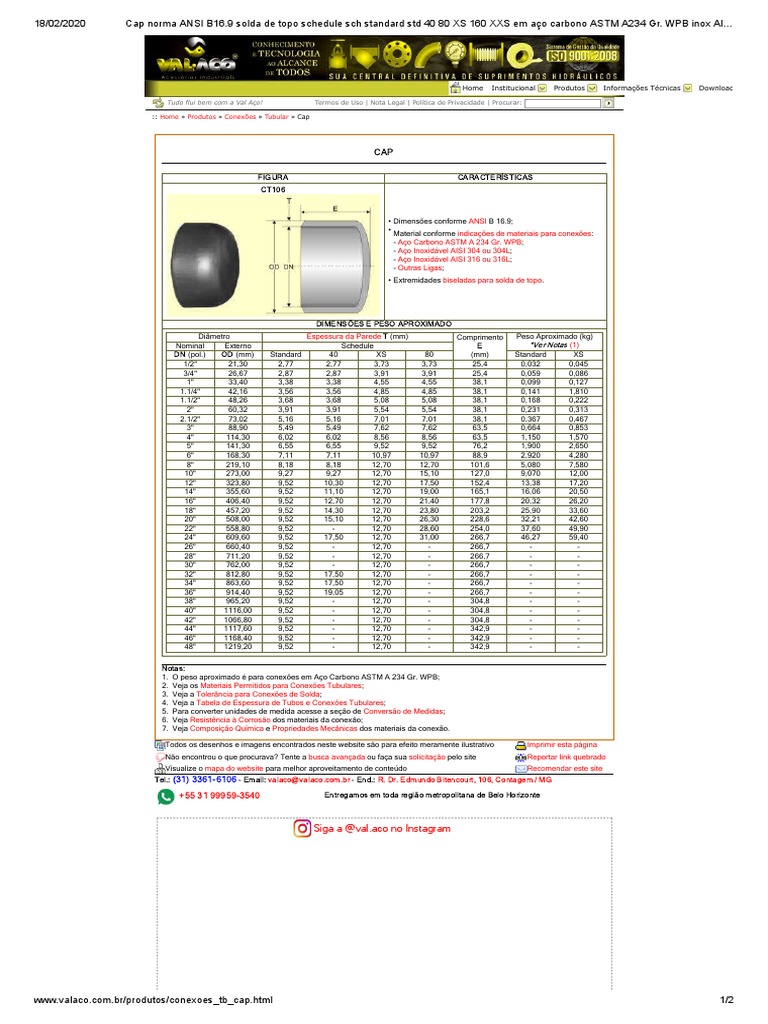 Cap Norma ANSI B16.9 Solda de Topo Schedule PDF | PDF | Substancias ...