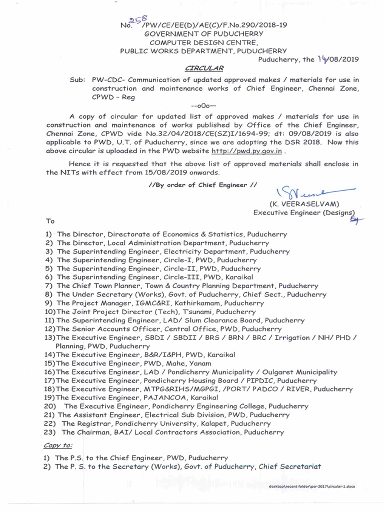 CPWD Chennai Approval 4 | PDF