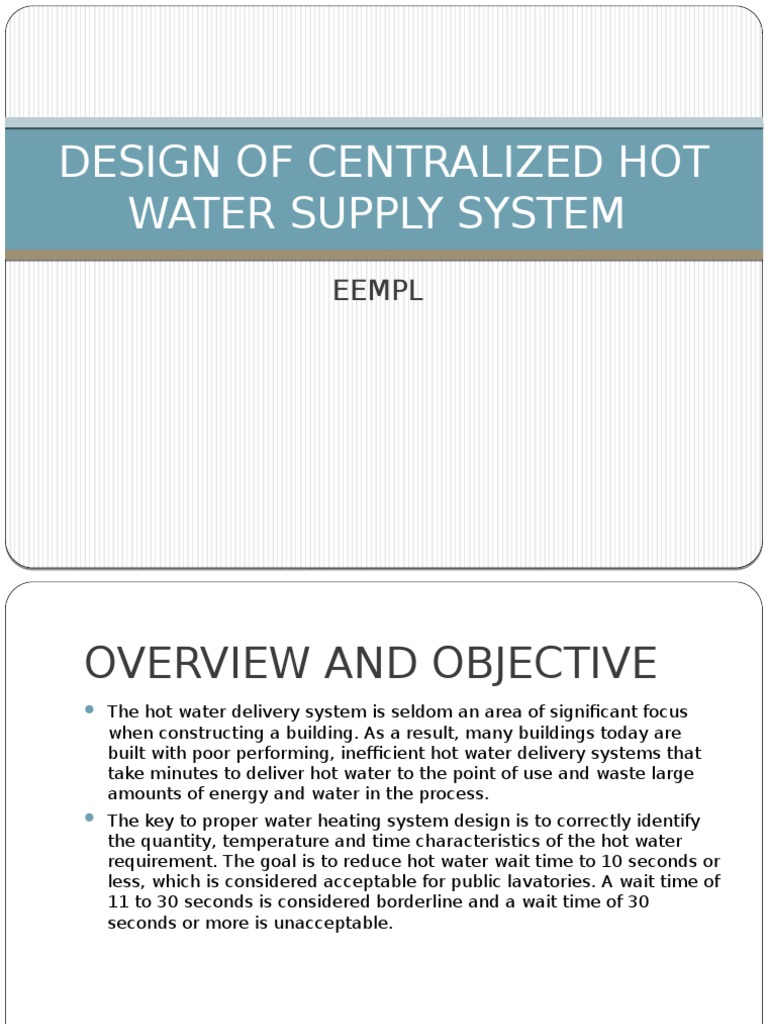 Design of Centralized Hot Water Supply System | PDF | Water Heating ...