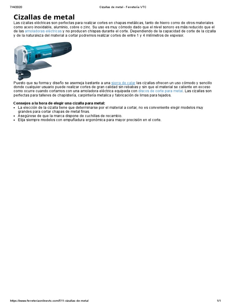 Cizallas de Metal | PDF