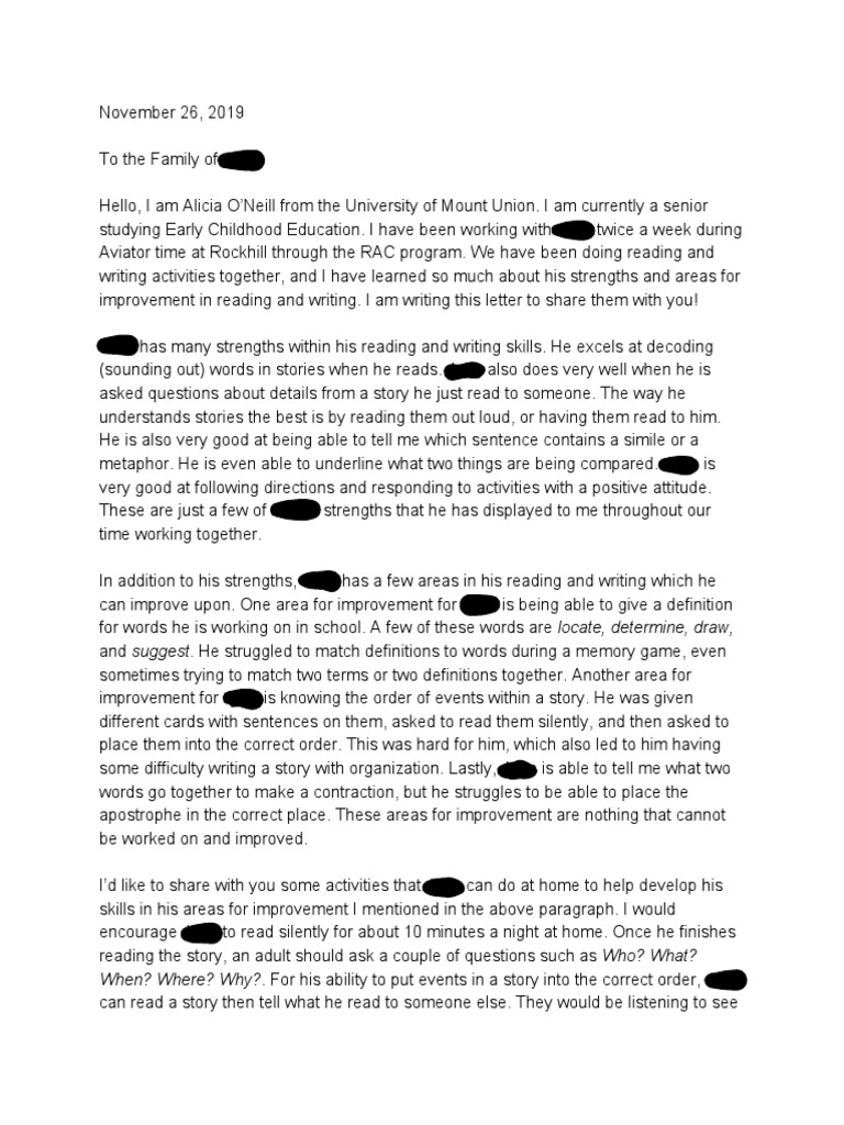 Parent Letter | PDF | Behavior Modification | Communication