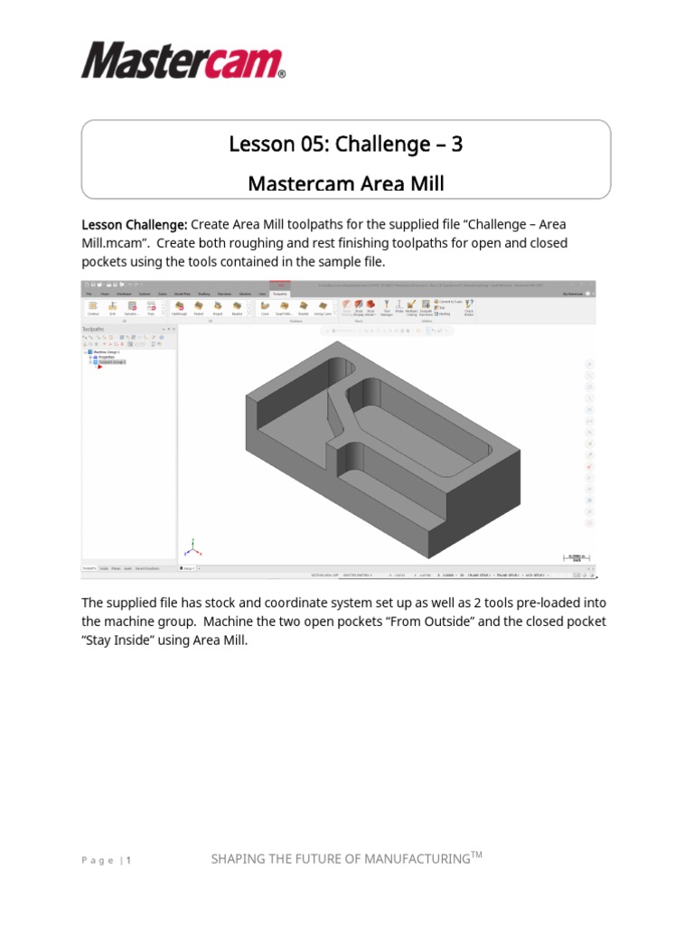 Area Mill Toolpaths Challenge | PDF