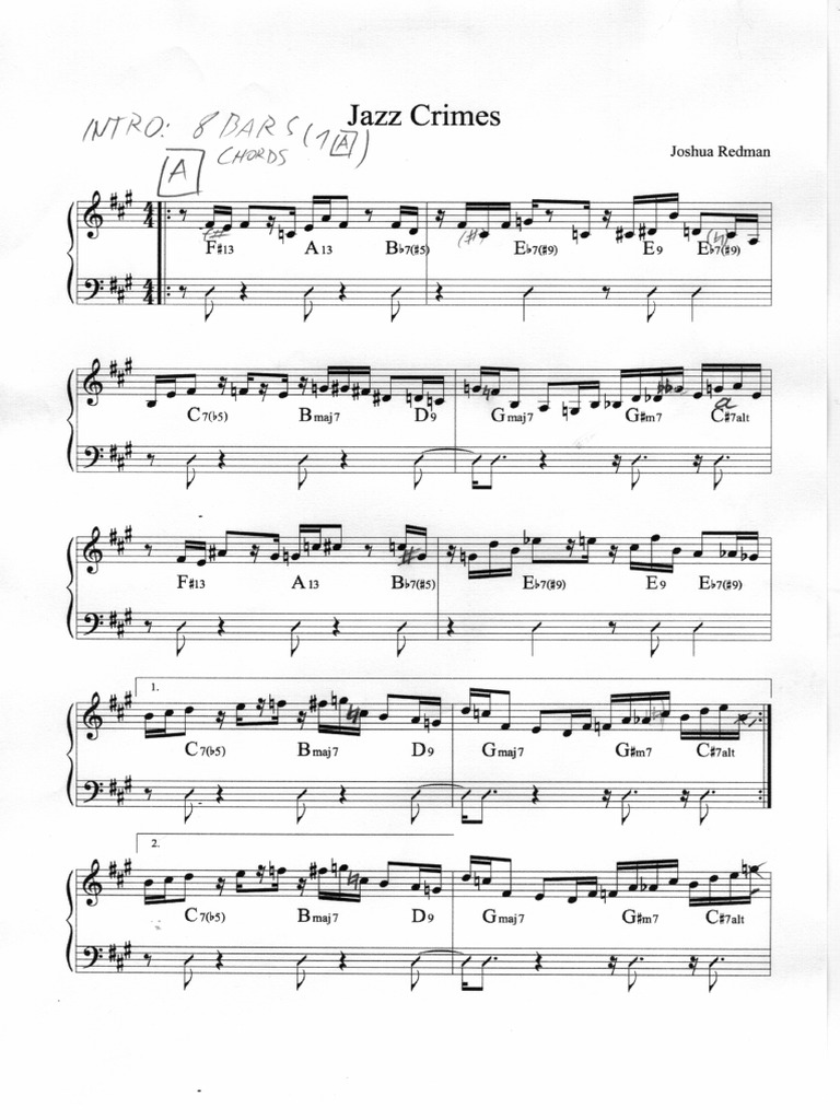 Jazz Crimes - Joshua Redman - Leadsheet | PDF