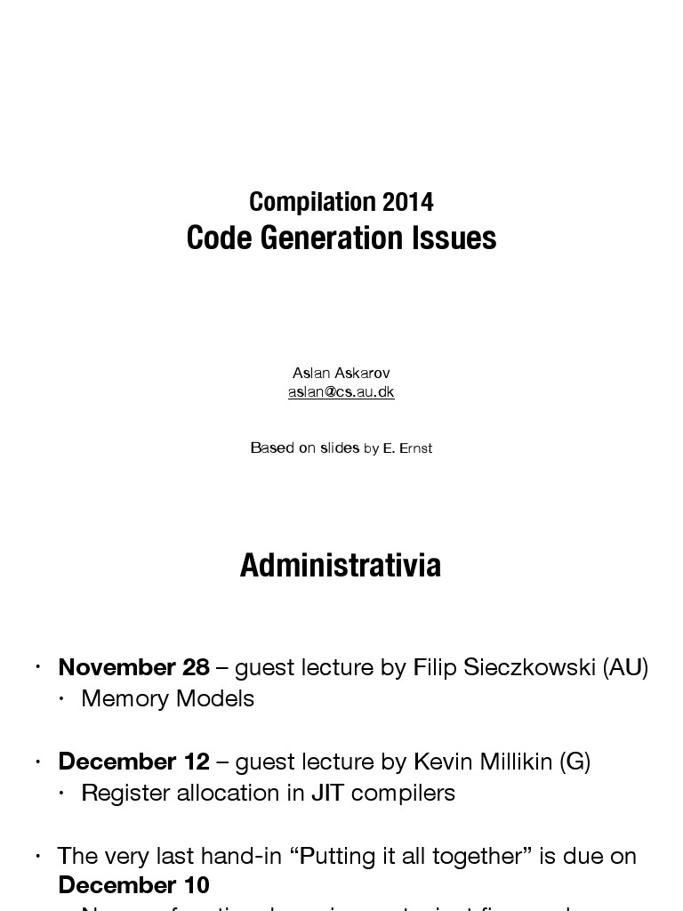 Code Generation Issues: Compilation 2014 | PDF | Assembly Language | Areas Of Computer Science