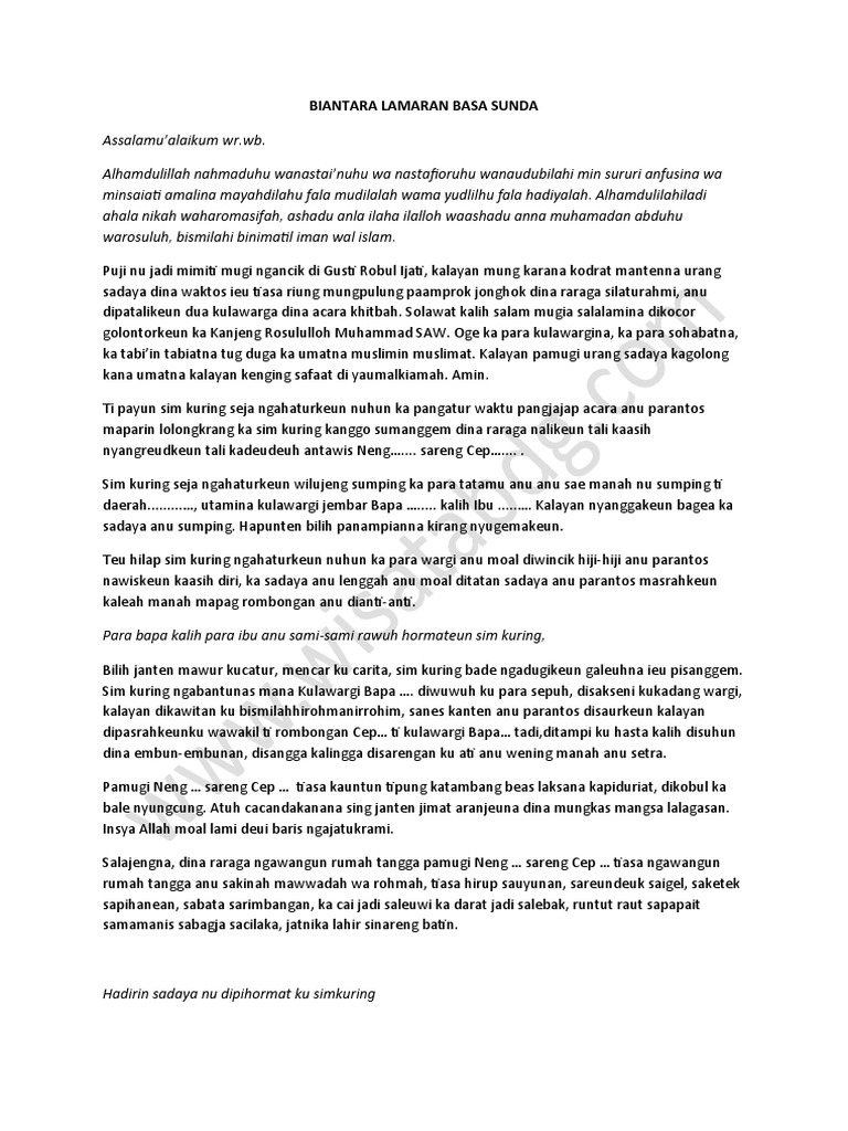 Biantara Lamaran Basa Sunda | PDF