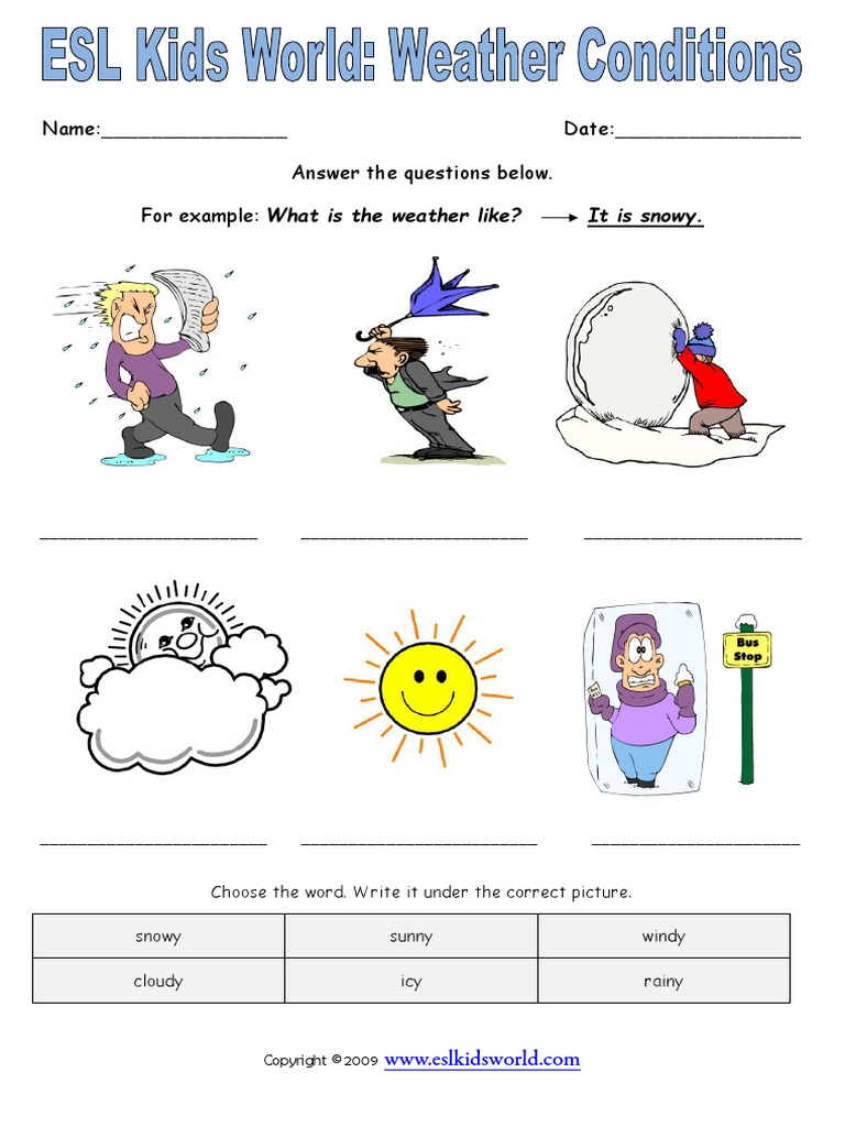 Weather Conditions Worksheet PDF | PDF
