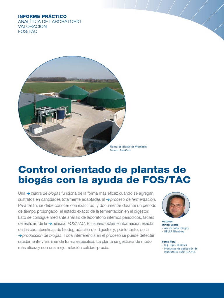 Control Orientado de Plantas de Biogas Con Ayuda de FOS&TAC | PDF ...