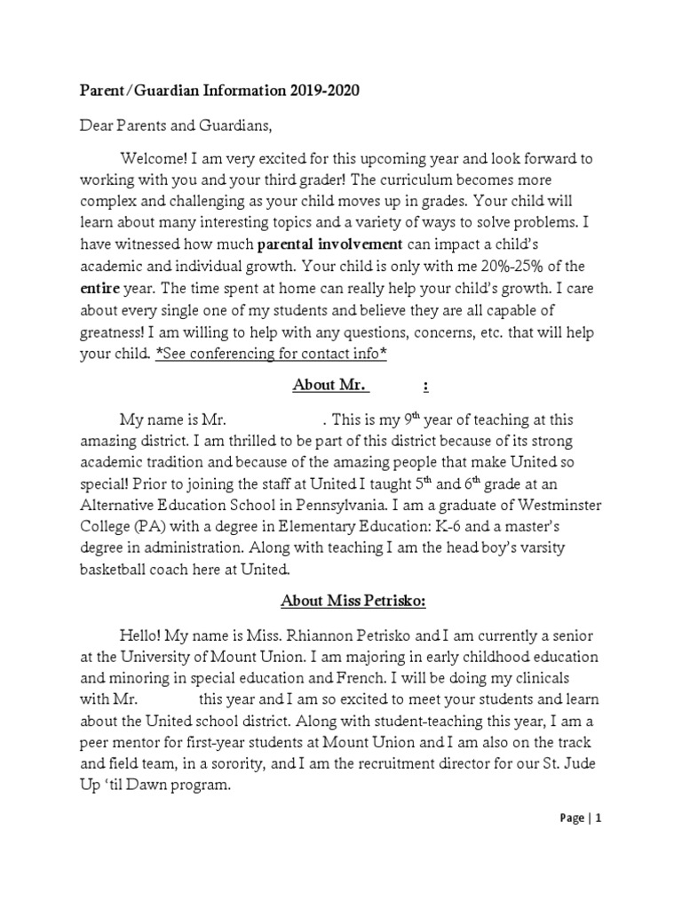 Open House Letter | PDF | Classroom | Learning