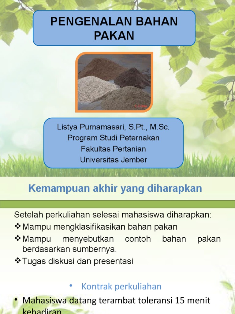 KLASIFIKASI DAN JENIS BAHAN PAKAN | PDF