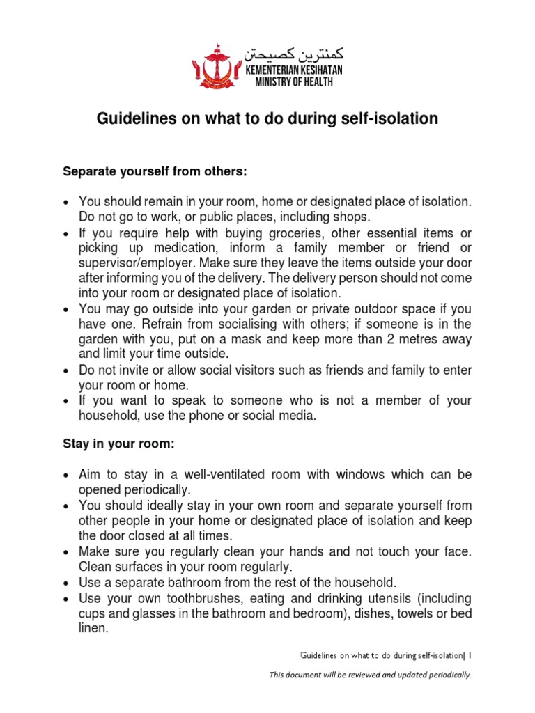 Guidelines For Self Isolation-2020-03 | PDF | Laundry | Bathroom