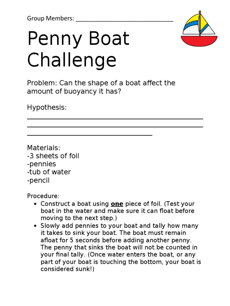 Penny Boat Challenge | PDF | Buoyancy | Density