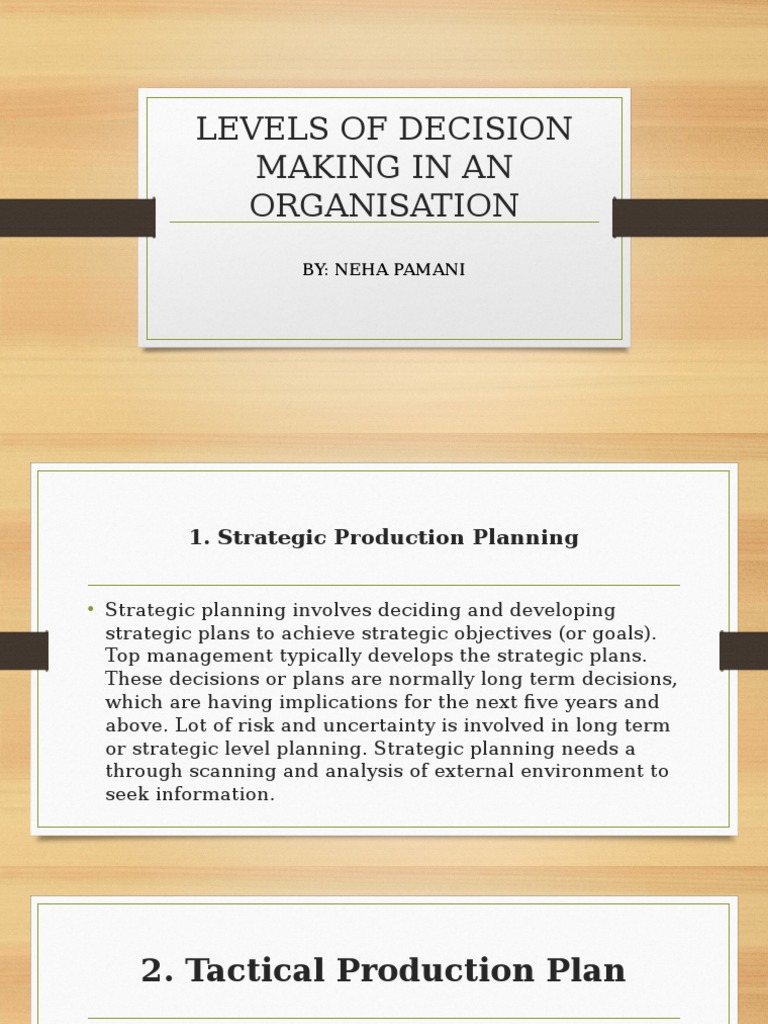 Levels of Decision Making in An Organisation | PDF