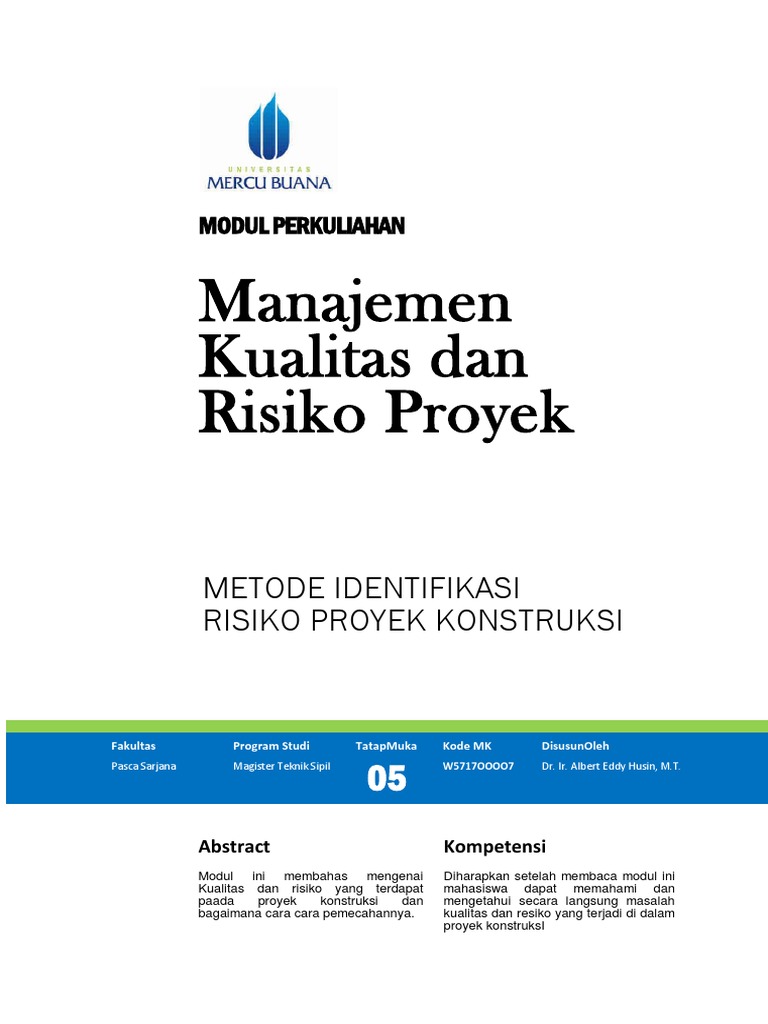 Identifikasi Risiko Pada Proyek Konstruksi | PDF | Risk | Risk Management