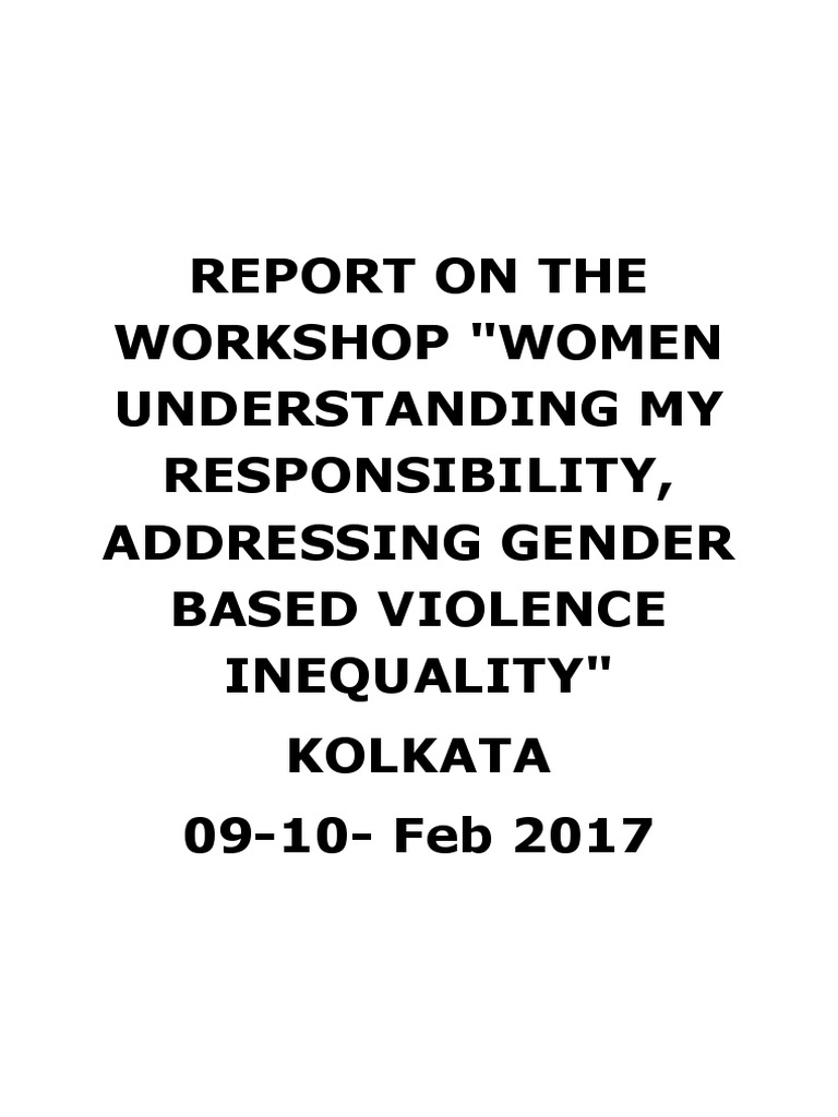 Kolkatta GBV Workshop - RANCHI GBV WORKSHOP - "WOMEN: Understanding My ...