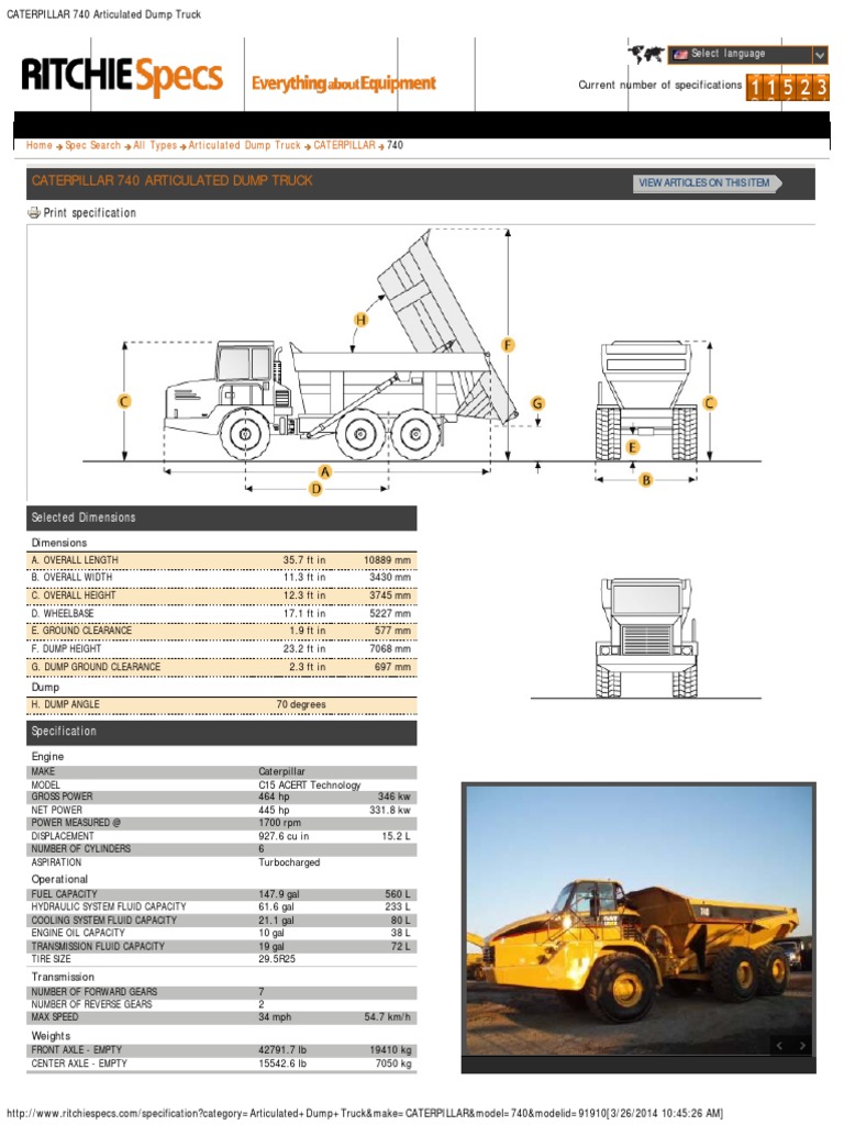 CATERPILLAR 740 Articulated Dump Truck | PDF | Truck | Transmission ...