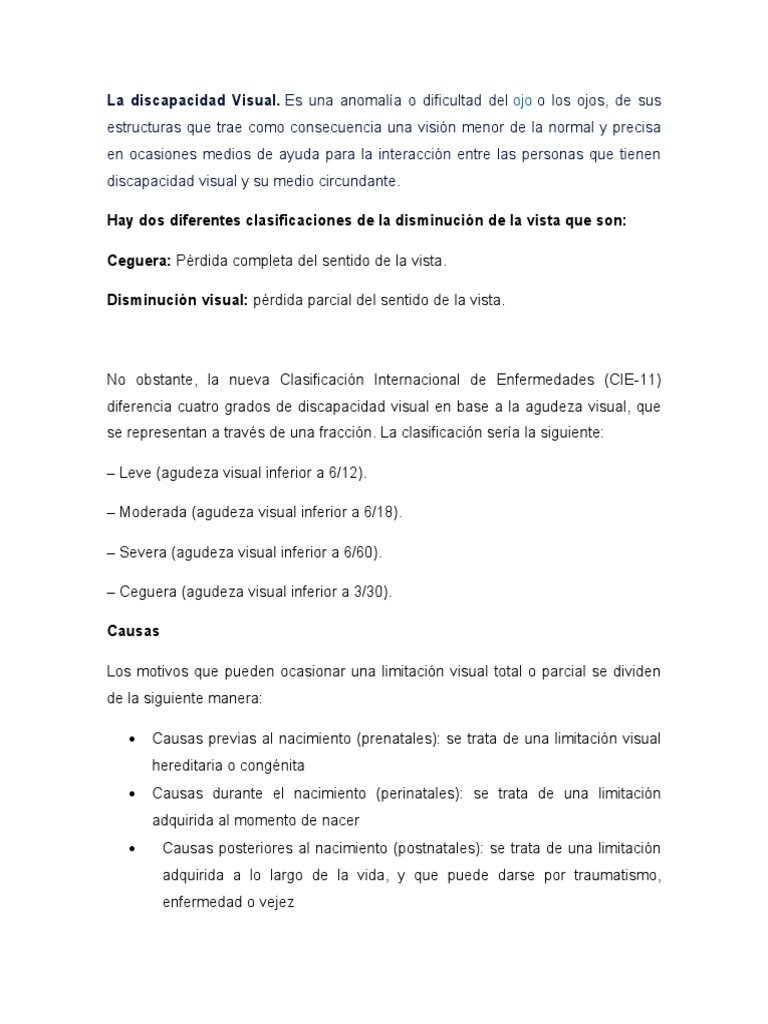 Discapacidad Visual y Auditiva: Guía Educativa | PDF | Percepción ...