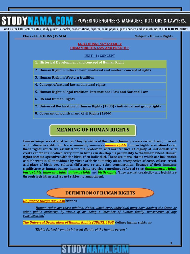 Human Rights - Law LLB Notes | PDF | Human Rights | Rights