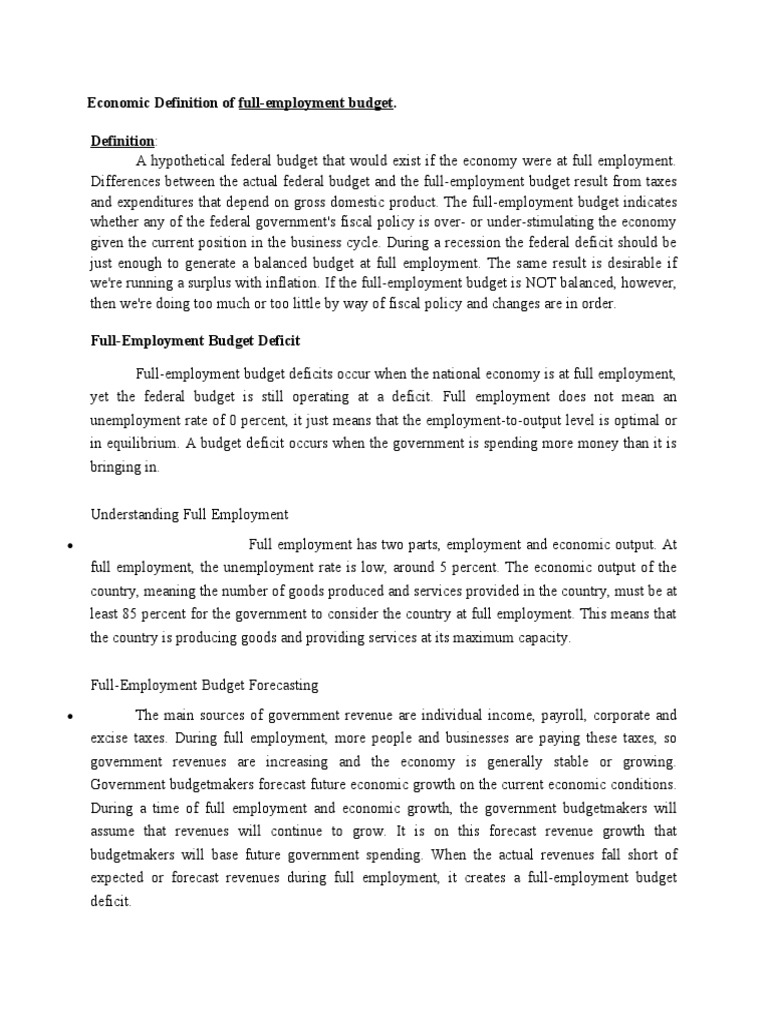 Full Employment Budget | Download Free PDF | Deficit Spending ...
