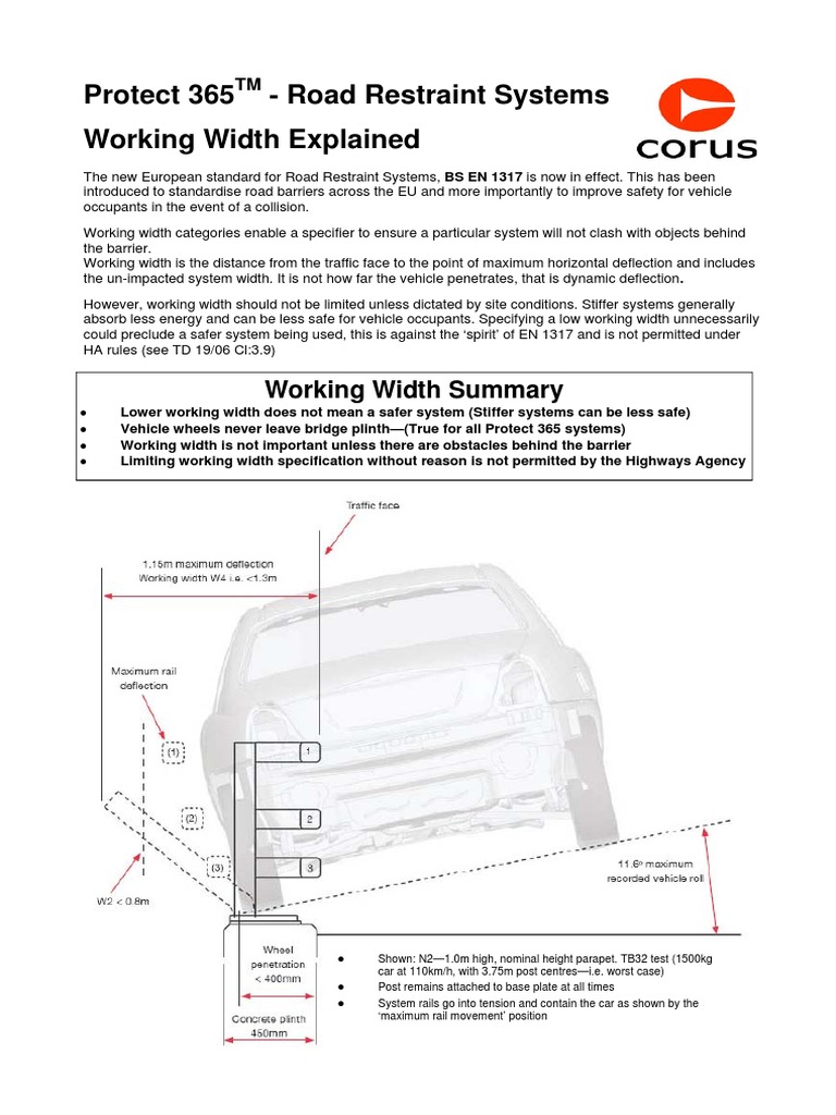 Protect 365 - Road Restraint Systems Working Width Explained | PDF ...