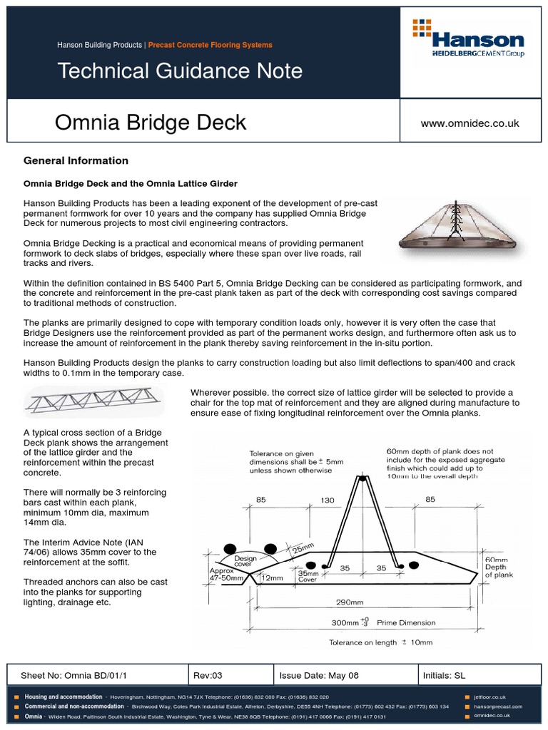 Omnia Bridge Deck: Technical Guidance Note | PDF | Precast Concrete ...