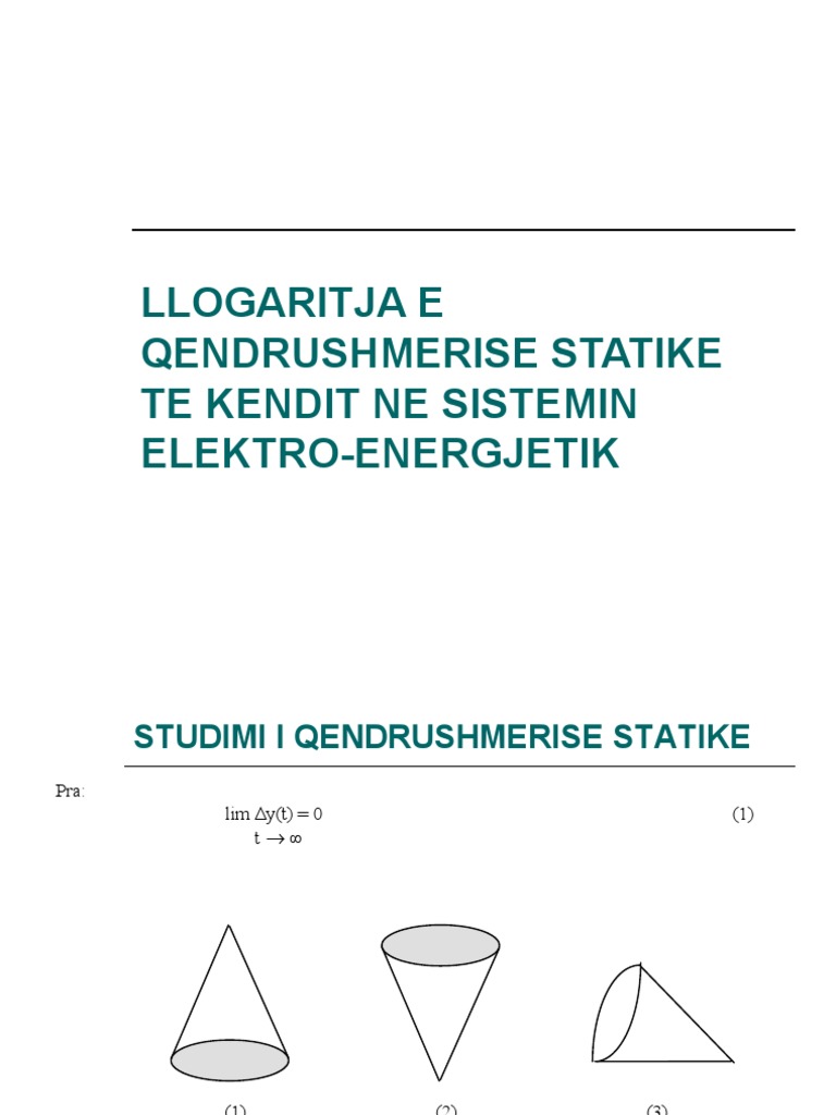 Leksioni 8 - 1 Llogaritja e Qendrushmerise Statike Ne Sistemin Elektro-Energjetik | PDF