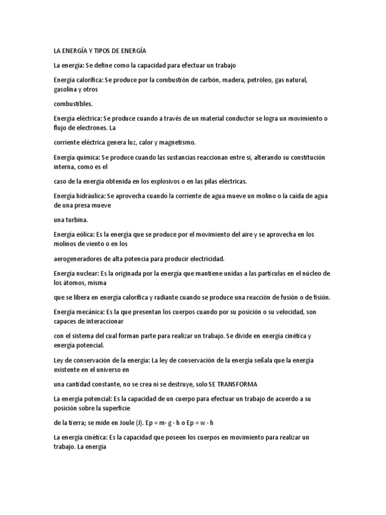 La Energía y Tipos de Energía | PDF | Celsius | Temperatura