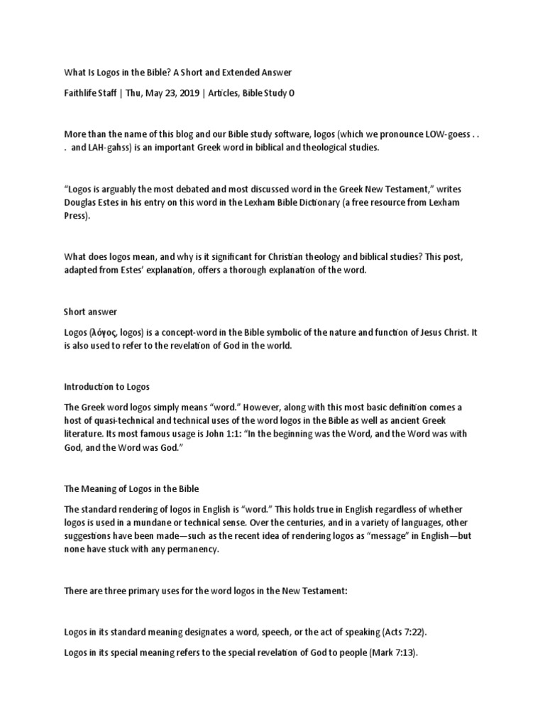 Understanding Logos in the Bible | PDF | Logos (Christianity) | Gospel ...