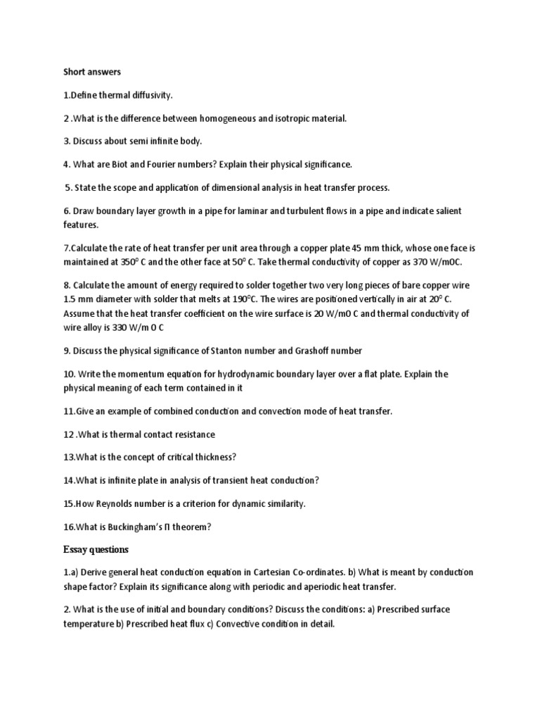 HT Questions | PDF | Heat Transfer | Thermal Conduction