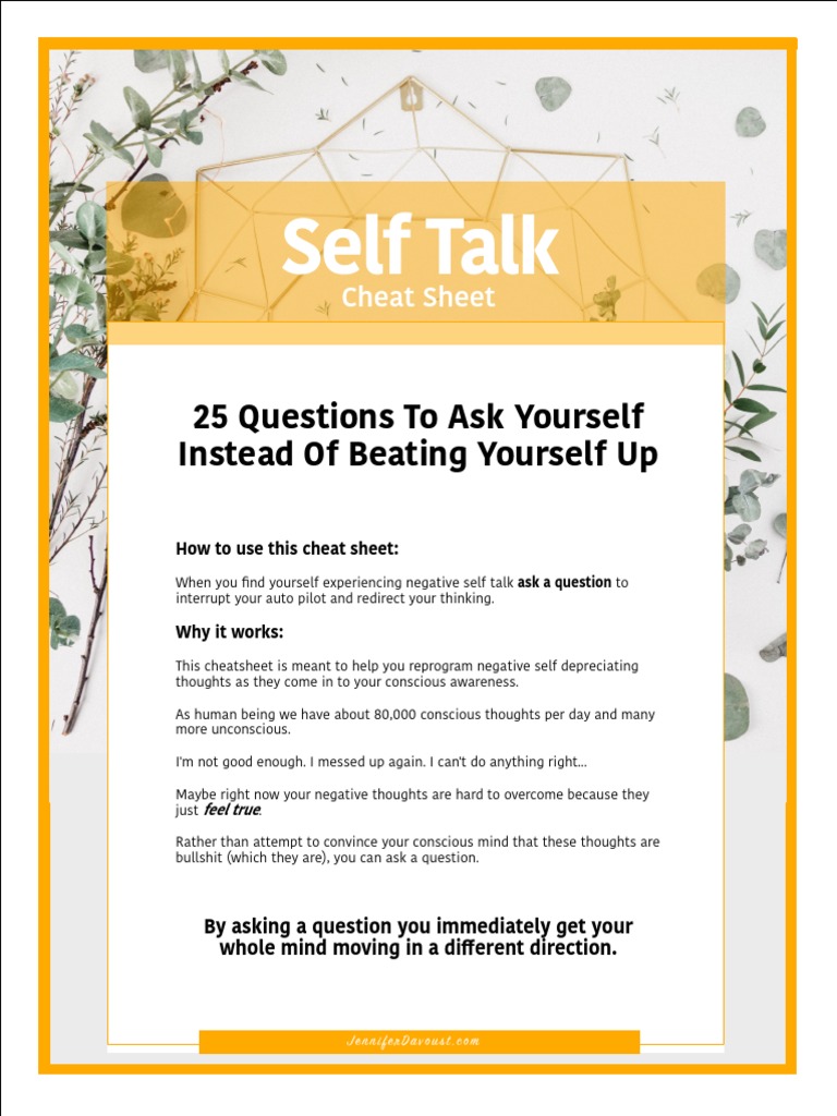 Self Talk: 25 Questions To Ask Yourself Instead of Beating Yourself Up ...