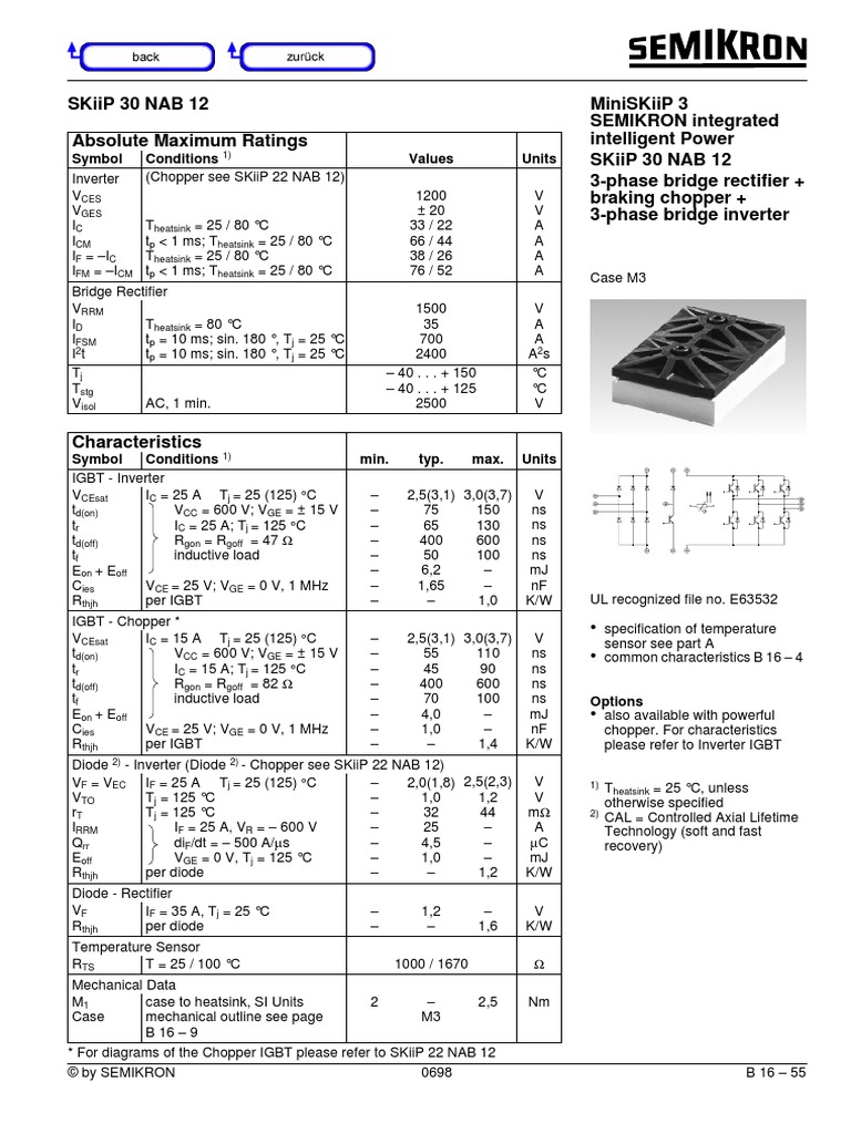 Skiip 30 Nab 12 Miniskiip 3 Semikron Integrated Intelligent Power Skiip ...