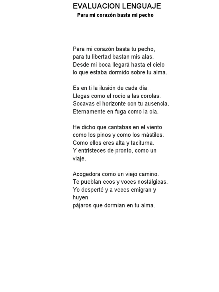 Evaluación Lenguaje, Poema 12 Pablo Neruda | PDF | Alma | Poesía