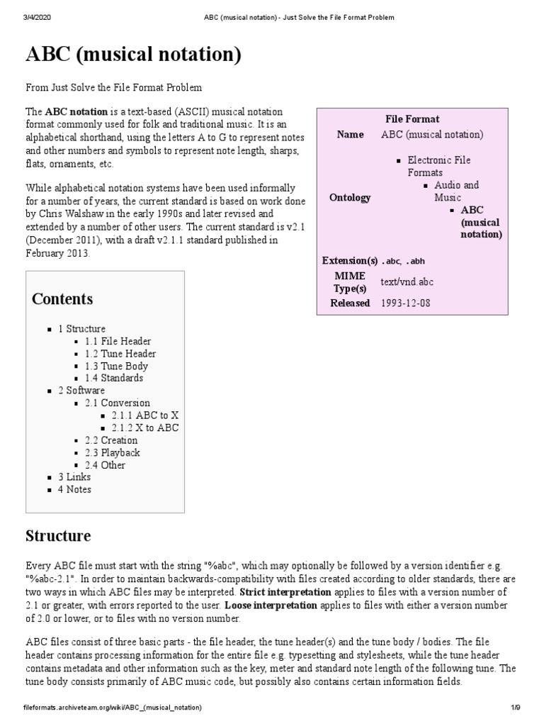 ABC (Musical Notation) | PDF | Written Communication | Musicology