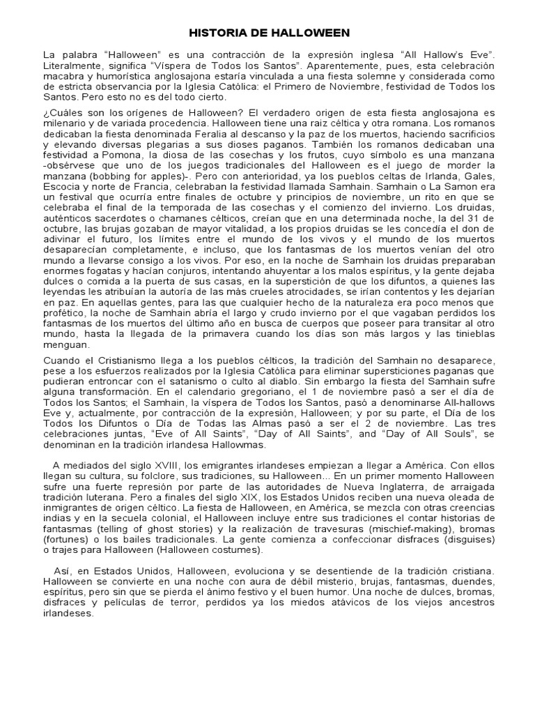 Historia de Halloween | PDF | Víspera de Todos los Santos ...