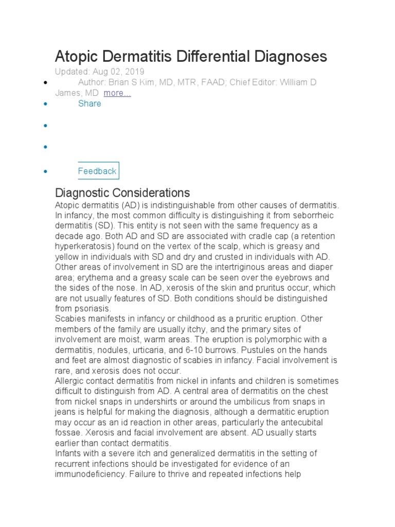 Atopic Dermatitis Differential Diagnoses: Diagnostic Considerations ...
