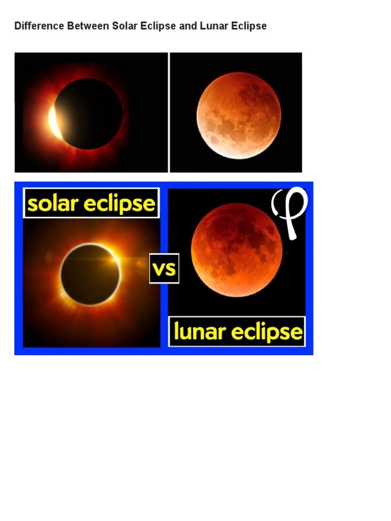 Difference Between Solar Eclipse and Lunar Eclipse | PDF | Eclipse | Solar Eclipse