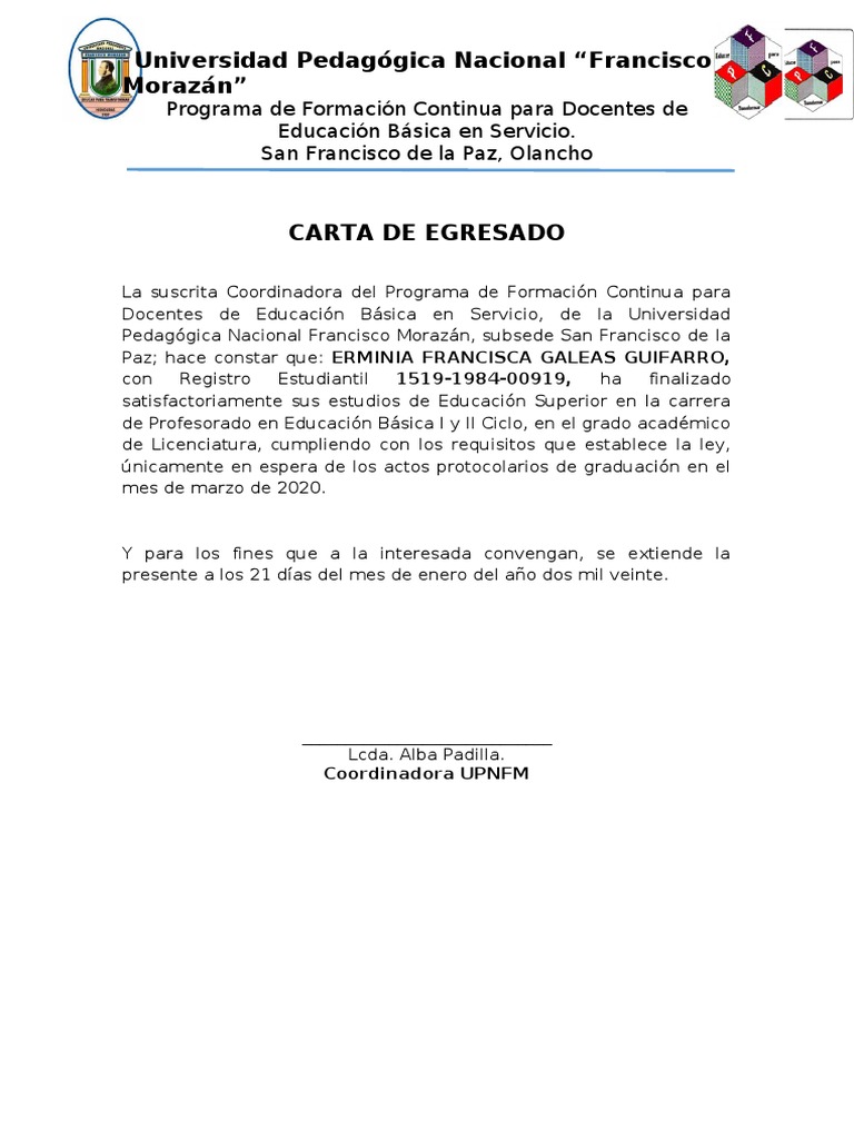 Carta de Egresado | PDF