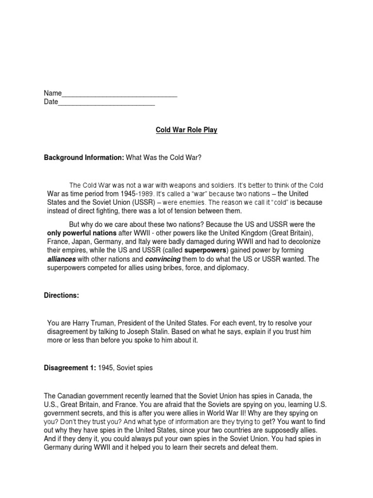 Cold War Roleplay | PDF | Cold War | Joseph Stalin