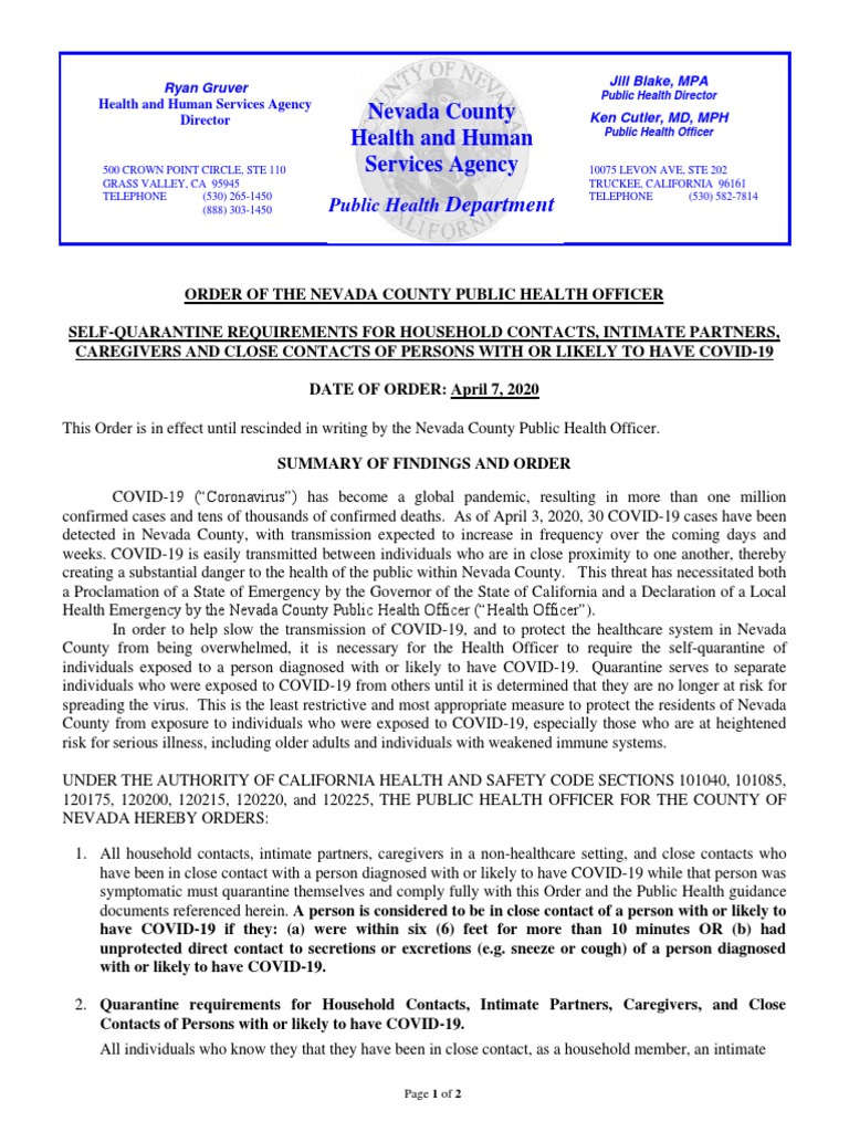 April 7 Quarantine Order COVID-19 | PDF | Quarantine | Medicine