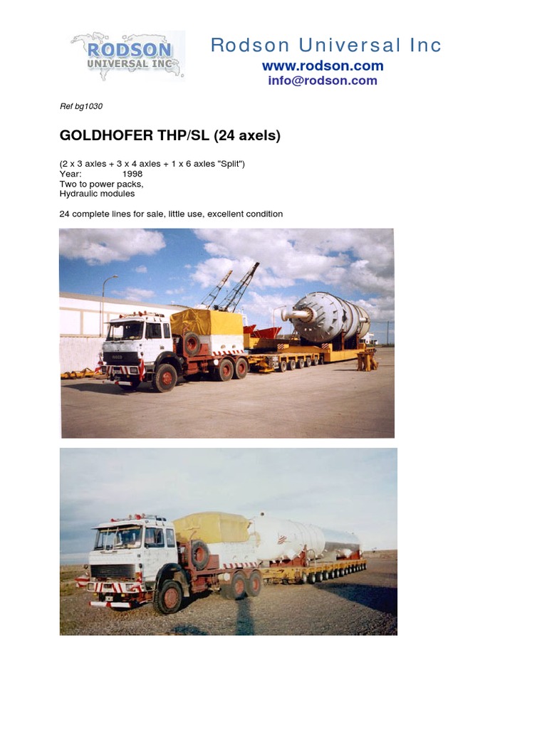 Rodson Universal Inc: GOLDHOFER THP/SL (24 Axels) | PDF | Technology ...