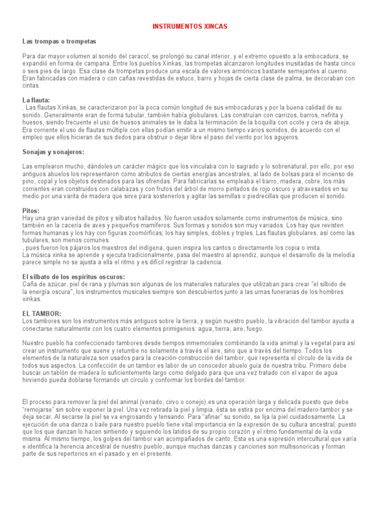 Instrumentos Xincas | PDF | Trompeta | Flauta