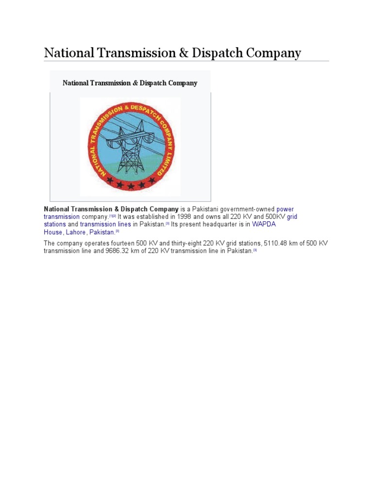 National Transmission & Dispatch Company | PDF | Business | Computers