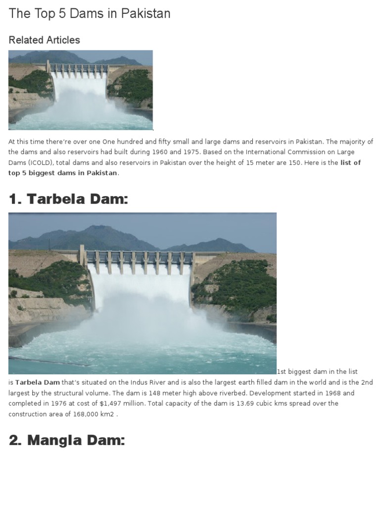 The Top 5 Dams in Pakistan | Download Free PDF | Indus River | Bodies ...